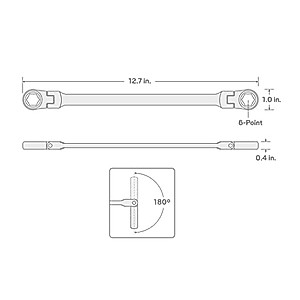 TEKTON 7/16 x 1/2 Inch Long Flex Ratcheting Box End Wrench | WRN77005