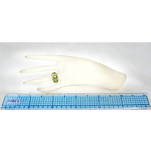 RB Gems 925 Sterling Silver Ring Genuine Gems 3-Stone-Style, Oval 9x7 mm and 7x5 mm, 5 Carats with Rhodium-Plated Finish (Peridot, 7)