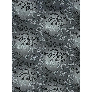Generic Quilt Backing, Large, Seamless,Gray/Black Leaf - 47603-80G, 108""x108""