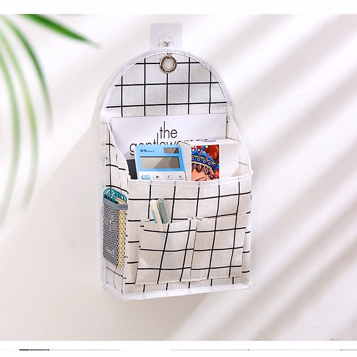 ZRSYH Wall Hanging Storage Bag Large Capacity Home Organizer Small Cloth Bag Behind The Door Hanging Shoe Rack Organizer Office Supplies,White Grid