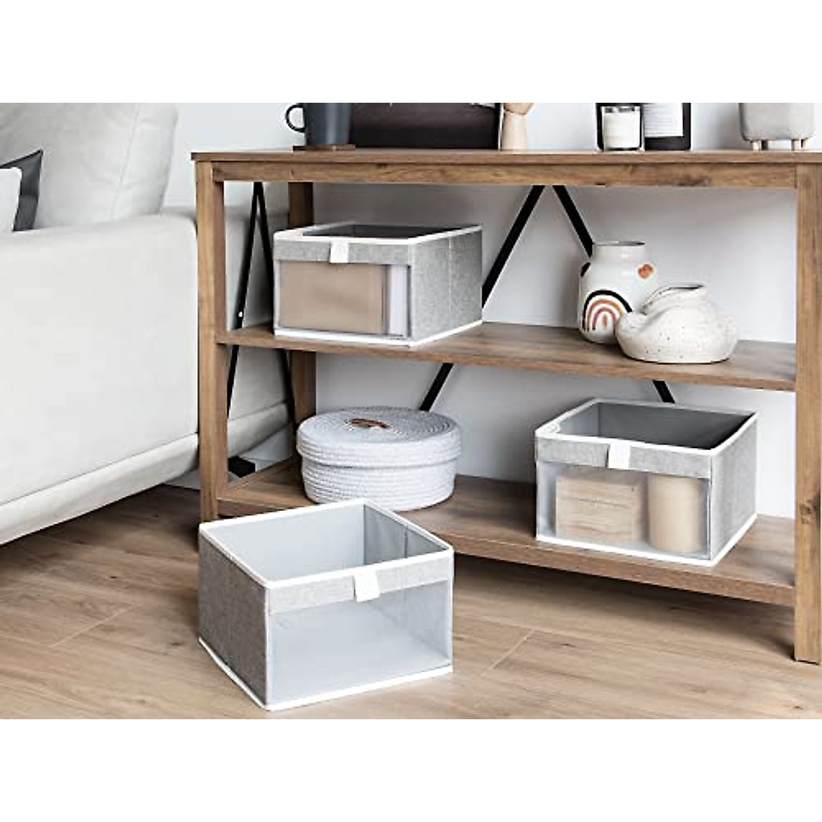 StorageWorks Closet Storage Bins with Clear Window 3 pack, 55L Closet Storage Organizer, Storage Bin with Double-Open Lid