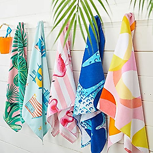 Sun Sprouts 100% Cotton Beach Towel Palm Leaves Pattern for Kids & Toddler. Bath, Pool, Camping, Travel Towel for Boys & Girls. 30” x 60” Quick-Dry & Super Absorbent Beach Blanket