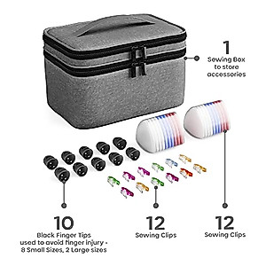 Gekko and Co. Large Sewing Basket - Basic Sewing Notions and Accessories, Sewing Kit for Adults - Beginner Sewing Kit for Thread, Needles, Machine—with Finger Tips, Fabric Markers, and Clips