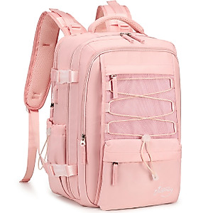 Travel Backpack for Women Men 15.6 Inch Laptop Backpacks with USB Port Carry on Bag Airline Approved Large College School Bookbags Waterproof Work Business Sport Rucksack Casual Daypack (Pink)