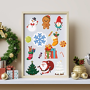 Winnwing 55Pcs Christmas Cutouts Bulletin Board Decorations Set Colorful Xmas Tree Santa Claus Stockings Candies Paper Cut-Outs with Glue Point Dots Seasonal Holiday Home School Classroom Wall Décor