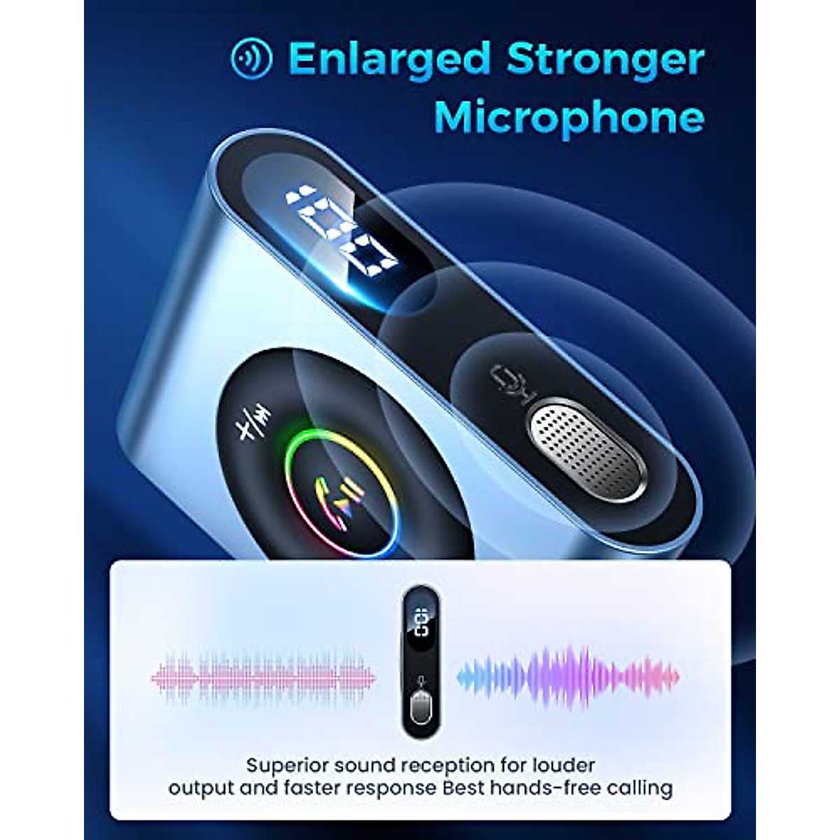 Bluetooth 5.3 AUX Adapter for Car,【Enhanced Mic & LED Digital Display】【22H Battery Life & Noise Cancelling】JOYROOM 3.5mm Input Wireless Receiver for Car Audio/Home Stereo, Metal