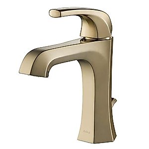 KRAUS Esta Single Handle Basin Bathroom Faucet with Lift Rod Drain in Brushed Gold, KBF-1211BG