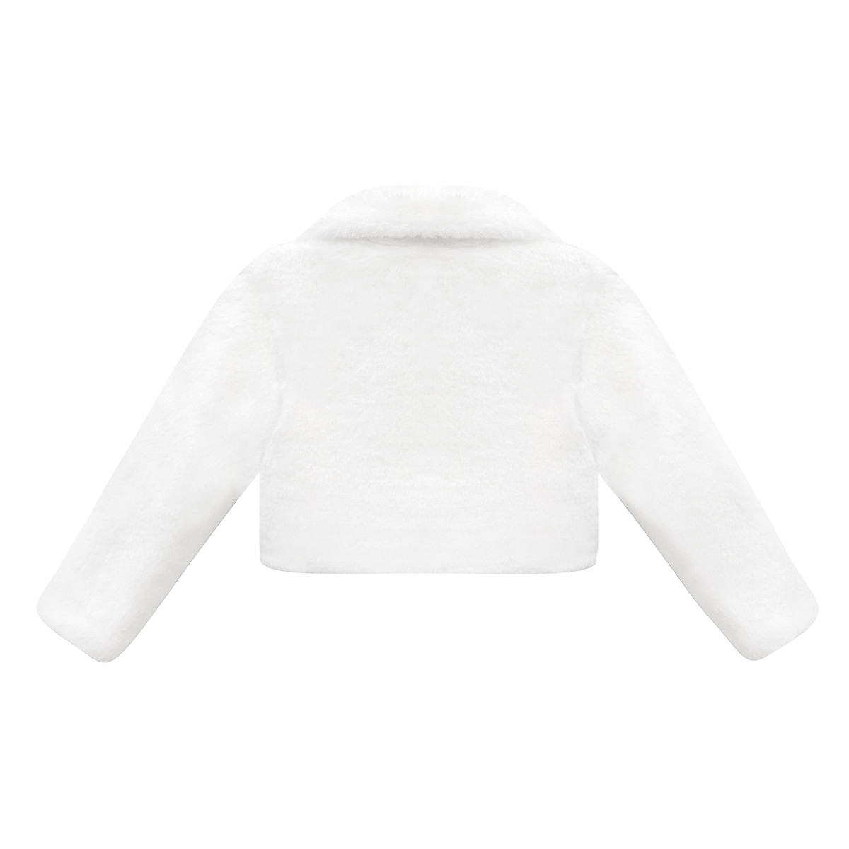 Lilax Girls Faux Fur Bolero Shrug Button Closure Cozy Dress Coat (8 Years, White)