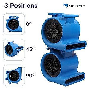 MOUNTO 3-Speed Air Mover 1HP 4000+ CFM Monster Floor Blower Carpet Dryers Janitoral Floor Dryer