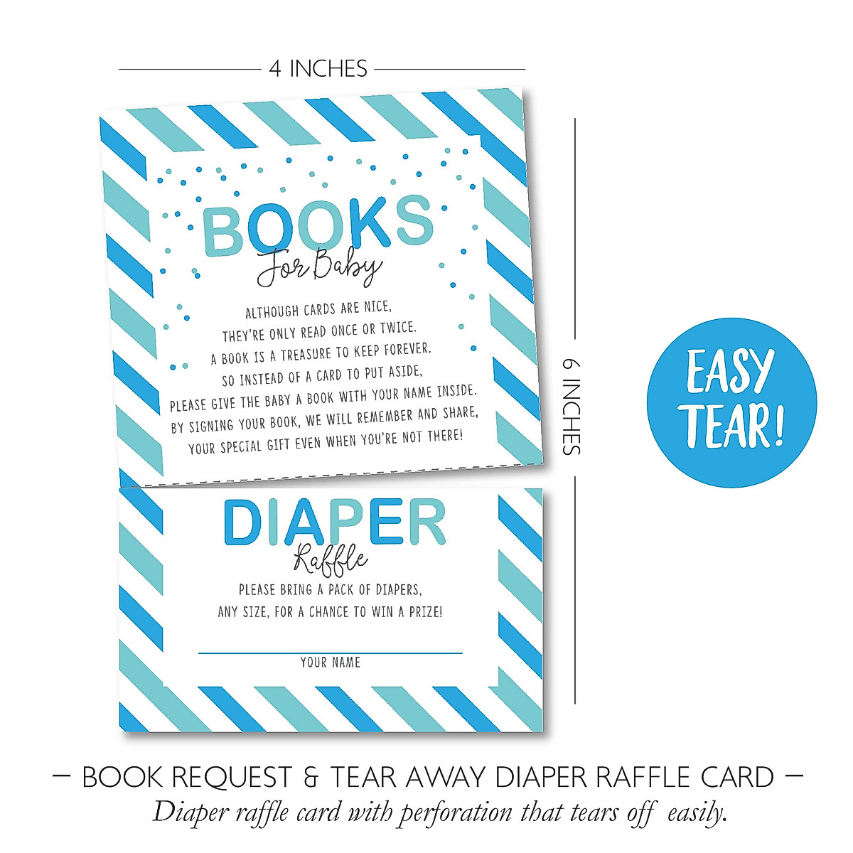 Boy Baby Shower Invitations with Book Request and Diaper Raffle Card, Blue Baby Sprinkle, 20 Fill in Invites