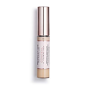 Makeup Revolution Conceal and Hydrate Concealer, Full Coverage & Matte Finish, C5 for Light Skin Tones, Vegan & Cruelty-Free, 0.7 Fl Oz