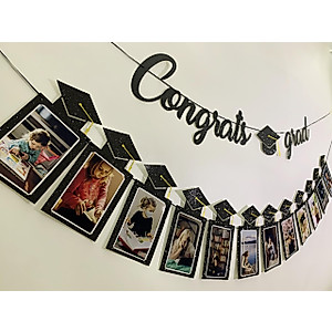 Tinbax Graduation Decorations Class of 2024 Party Supplies - Congrats Grad Banner and Grade Graduation Photo Banner (Pre-Strung)