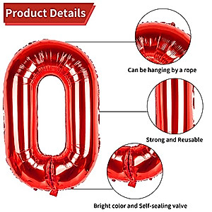 Red 30 Balloon Number, Number 30 Balloons, 40 Inch Red 30th Birthday Balloons with Confetti Balloon, 30th Birthday Decorations for Boy Girls, 30 Year Old Balloon for Birthday Party Anniversary