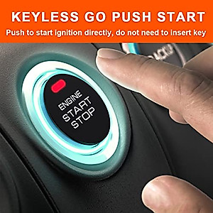BANVIE ① Car Keyless Entry Security Alarm System + ② Remote Engine Starter + ③ Push to Start Stop Iginition Kit Button