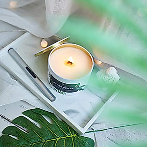 CHLOEFU LAN Citronella Candles Outdoor and Indoor 12.4 Oz Large Scented Candles with Pure Lemongrass Essential Oil and Natural Soy Wax for Garden Patio Yard Home Balcony, Wood Wicked Candles 2 Pack