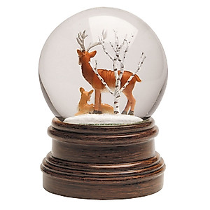ART & ARTIFACT Christmas Snow Globe - Wind Up Musical Snowglobe, Water Globe Christmas Decor - Woodland Deer Snow Globe