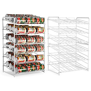 Auledio Stackable Can Rack Organizer For Kitchen Cabinet, Pantry Organization And Storage Dispenser, Holds 36 Soda Cans Or Canned Food, Metal White (White)