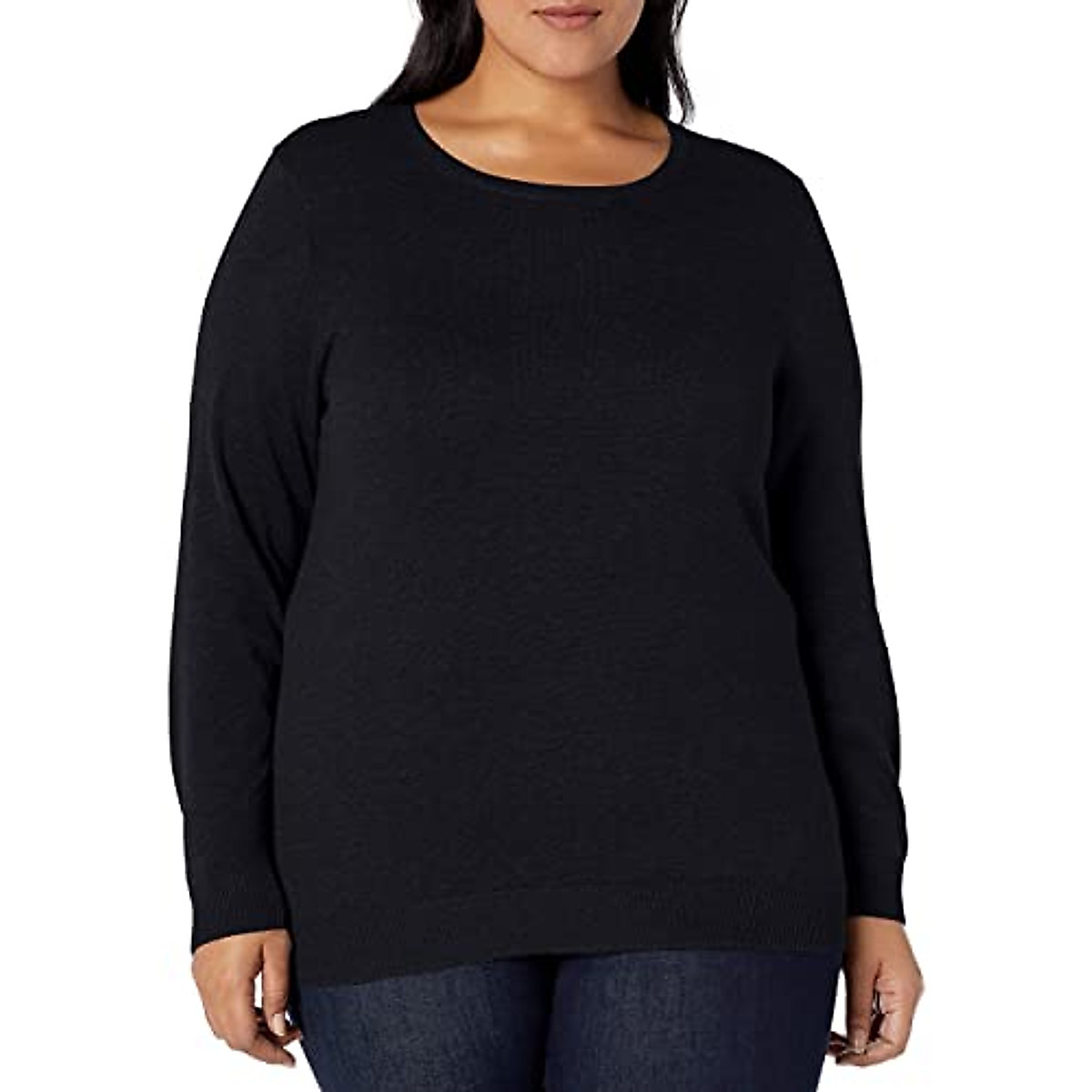 Amazon Essentials Women's Long-Sleeve Lightweight Crewneck Sweater (Available in Plus Size), Black, X-Large