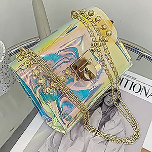 Buddy 2 in 1 Handbag Women Transparent Tote Shoulder Bag Jelly Crossbody Bag Chain Purse