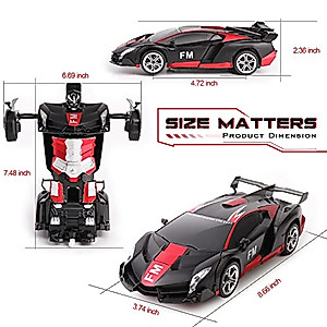 KULARIWORLD Remote Control Transform Car Robot 2.4Ghz 1:18 Rechargeable RC Car Toys for Kids One Button Deformation 360 Degree Rotating Drifting Christmas Birthday Gifts for Boys and Girls 3-12