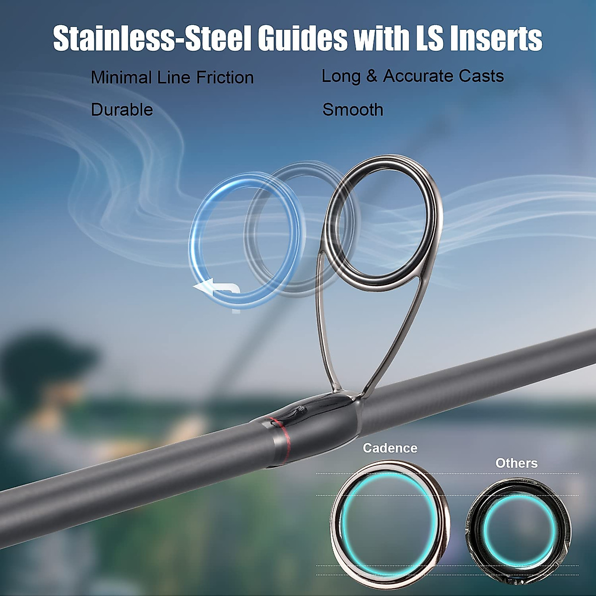 Cadence Vigor Spinning Rod, 30-Ton Carbon Blank, Fuji Reel Seat, Durable Stainless-Steel Guides, 2-Piece Rod with Convenience & Performance, Multiple Actions Available