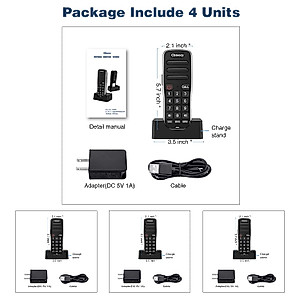 Chtoocy Rechargeable Intercoms Wireless for Home 5280 Feet Range 10 Channel, Handheld Wireless Intercom System for Home Business Office, Room to Room Communication System Expandable (4 Packs, Black)