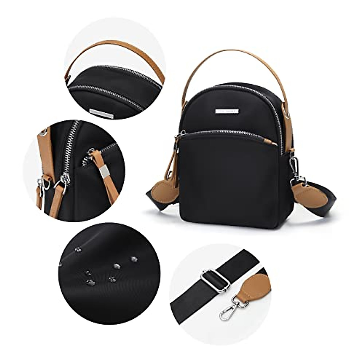 GOLF SUPAGS Crossbody Bag Purse with Top- Handle Adjustable Strap Roomy Shoulder Bags for Women Girls (Black)