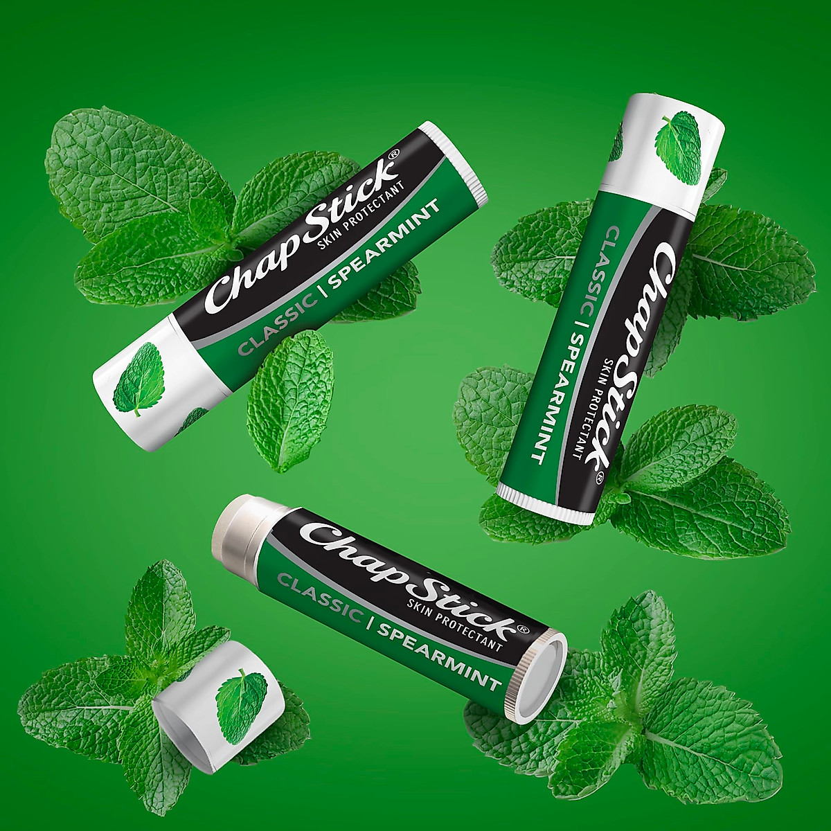ChapStick Classic Spearmint Lip Balm Tubes, Spearmint ChapStick for Lip Care - 0.15 Oz (Pack of 12)