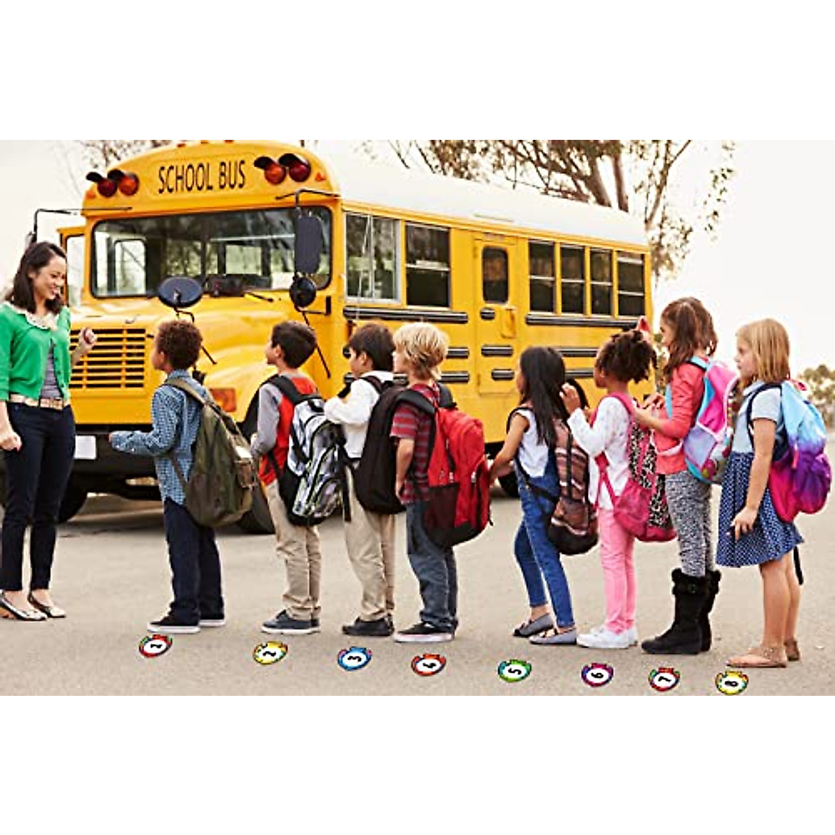 WhatSign 36Pcs Number Spot Markers Stickers Line up Spots for Classroom Floor Number Stickers Classroom Line up Spot Dots Floor Decals for Back to School Kindergarten Preschool Elementary Classroom