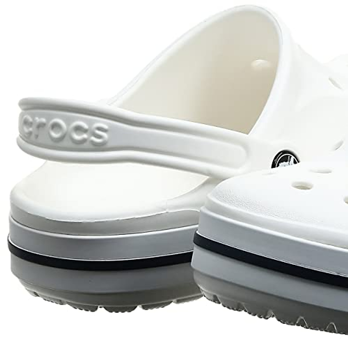 Crocs Unisex-Adult Bayaband Clogs, White/Navy, 8 Men/10 Women