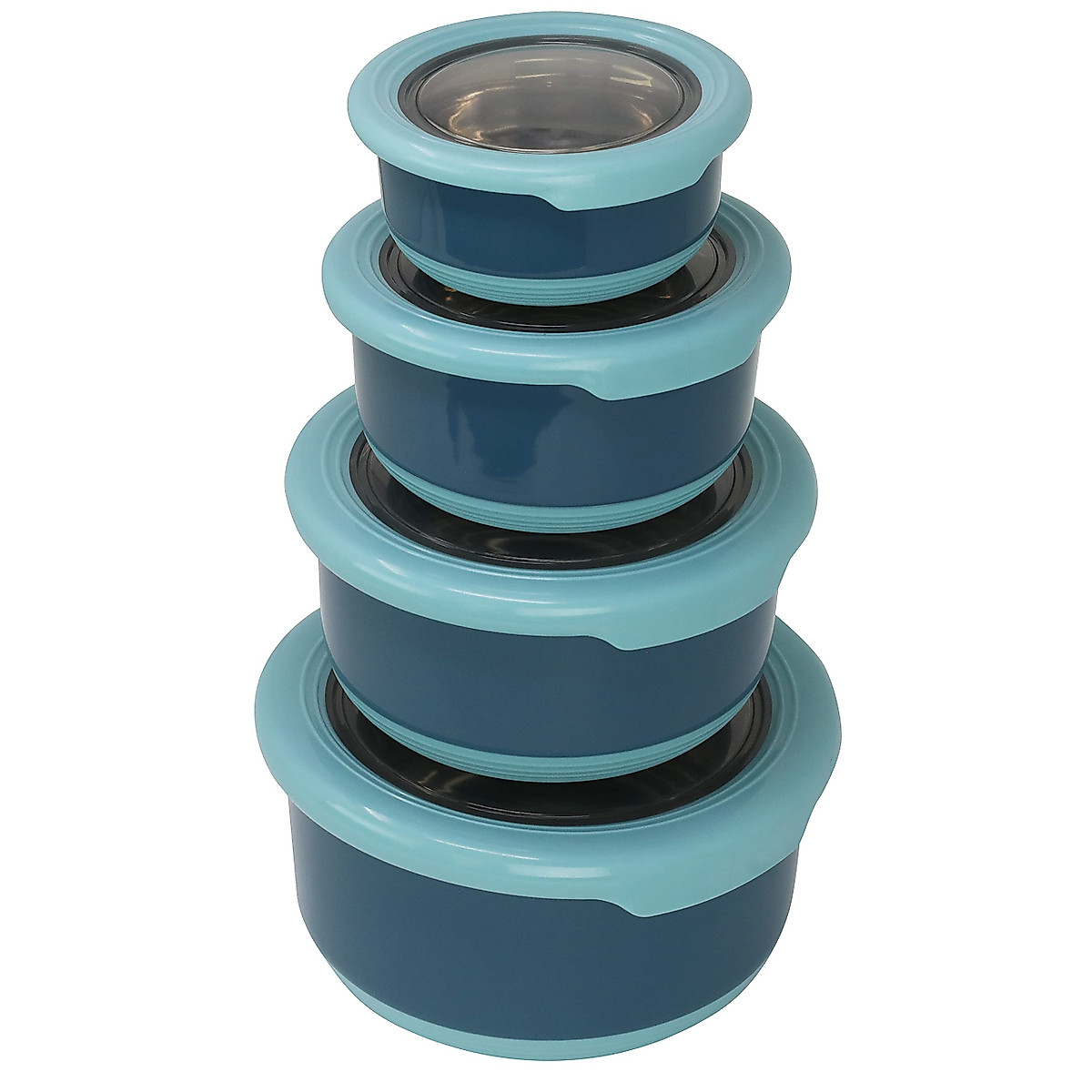 MIRA Stainless Steel Food Storage Set - 4 Anti-Slip Containers for Meal Prep - Multi-Size Pack (1, 2, 3, 5 Cups), Slate Blue