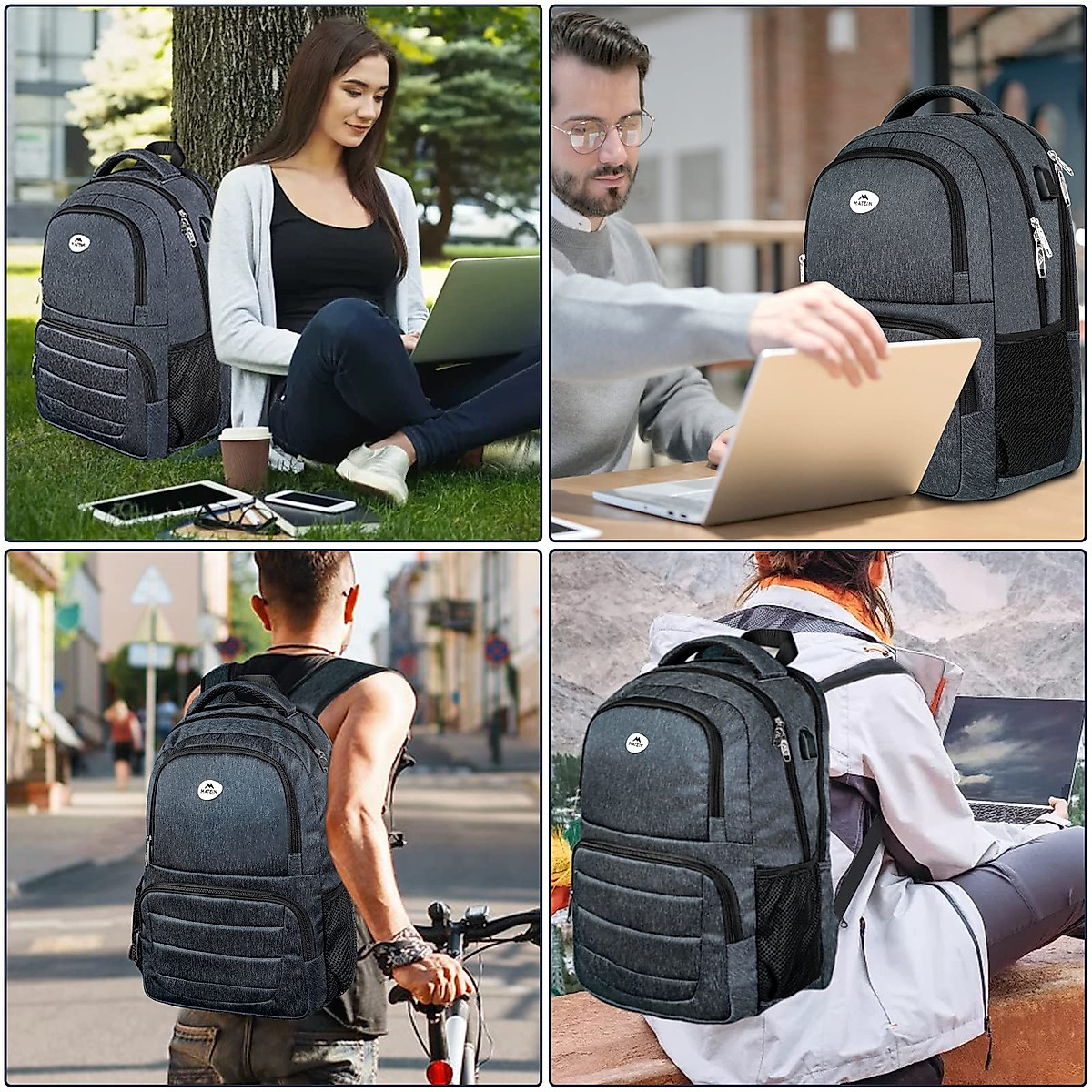 MATEIN Lightweight Backpack for Travel, Anti Theft 15.6 inch Laptop Backpack with Soft Padded Straps, Business Computer Bag with USB Charging Port Water Resistant College School Bookbag for Men Women