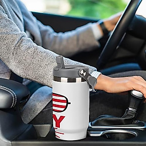 Party in The USA Sunglasses Patriotic 30 OZ Insulated Tumblers with Handle And Straw Leakproof Vacuum Insulated Stainless Steel Water Bottle for Car Fishing Travel