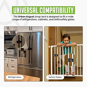 Urban August Child-Proof Refrigerator Lock with Combination - Original French Door Fridge Strap Lock for Kids, & Toddlers - Secure, Adjustable, & Easy Installation Cabinet Safety Locks - Pack of 2