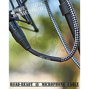 Mophead 15-Foot Balanced XLR Microphone Cable - 3-Pin XLR Male to XLR Female Pro Grade Double Insulated Tweed Braided (Blue and Black)