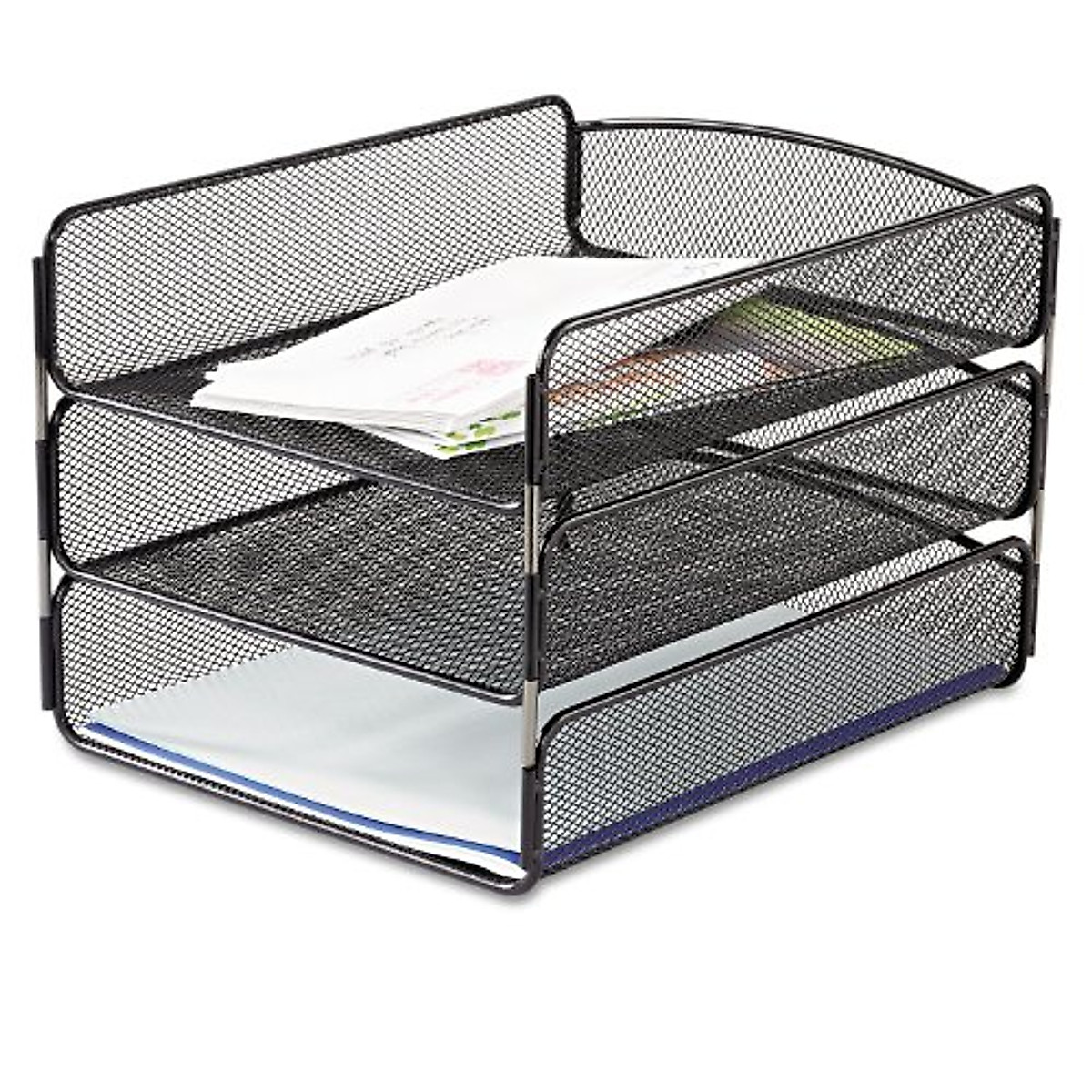 Safco 3271BL Desk Tray Three Tiers Steel Mesh Letter Black