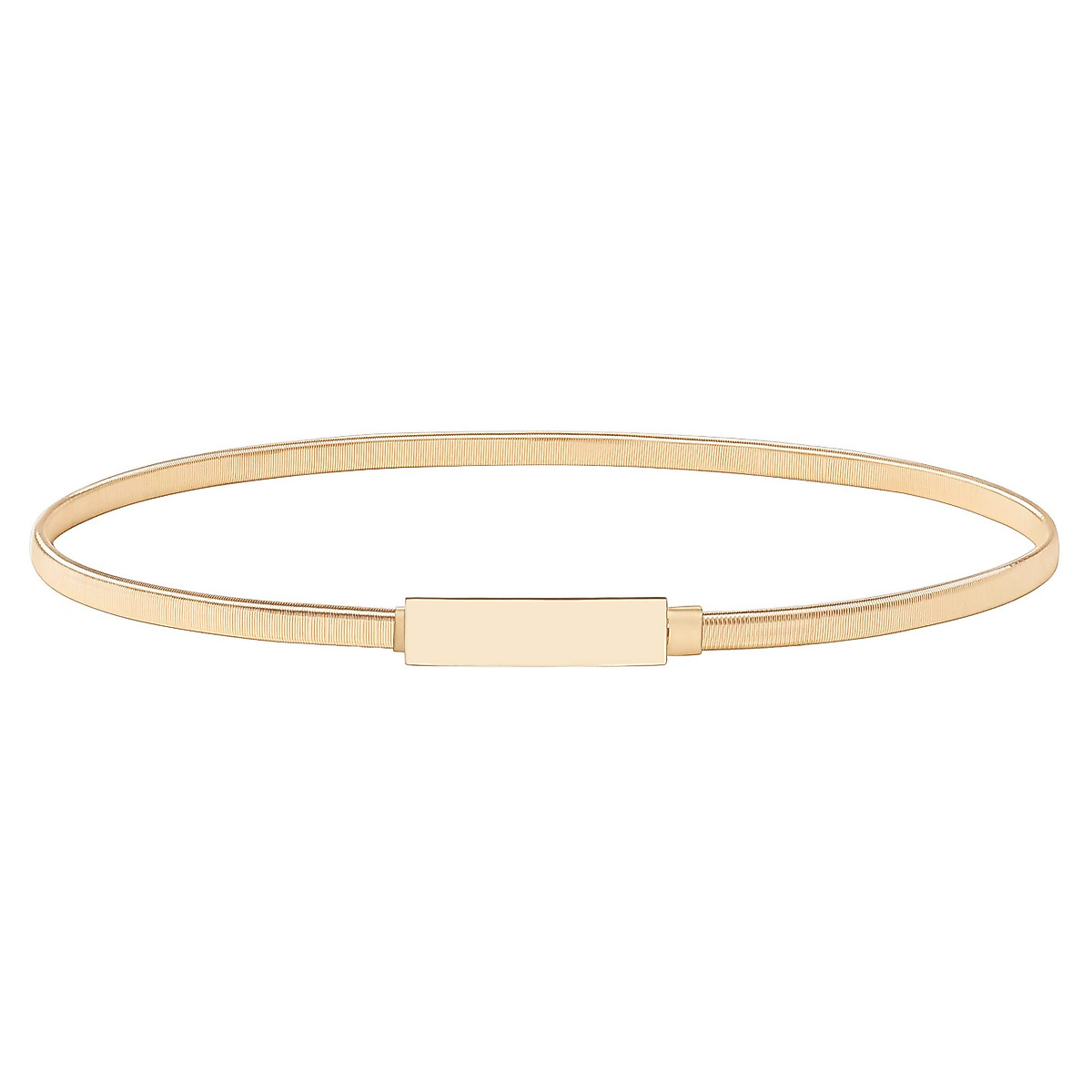 BABEYOND Metal Waistband Skinny Belt Elastic Waist Strap Stretchy Belt for Dress (Style-1-gold, Large (30.1"-34.1"))