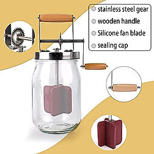 1.5L Hand Crank Butter Churner- Manual Butter Churner- Wooden handle shakes stainless steel gear Manual Butter Maker,butter churner hand crank mason jar.Baking of top gadgets butter maker