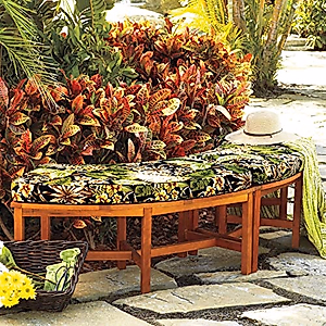 Solid Wood Fire Pit Curved Bench 44" Outdoor Garden Patio