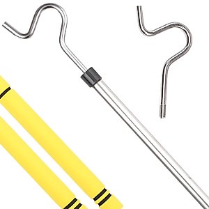 Frebuta Clothes Hook Pole, 51In Closet Reacher Pole Stainless Steel Garment Hook Pole S Hook For Plants Hang Light Rod Soft Sponge Handle Studiness& Durability Lightweight (Yellow Black)