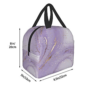 DADABULIU Lunch Bag Marble Purple Pastel Insulated Lunch Box Cooler Tote for Adults Kid Girl Women Work Office School Picnic Beach Reusable Lunchbox Over 3 Years Old