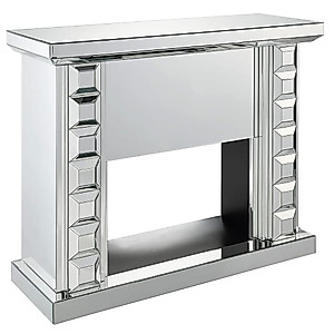 Acme Dominic Mirrored Electric Fireplace in Mirrored Finish