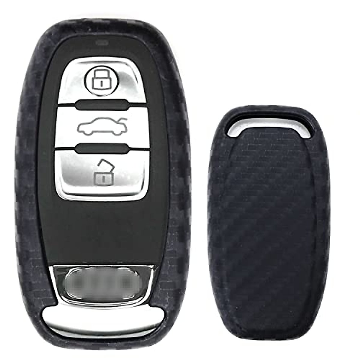 iJDMTOY Carbon Fiber Pattern Soft Silicone Key Fob Cover Case Compatible with Audi A3 A4 A5 A6 A7 A8 Q3 Q5 Q7 TT Gen1 Smart Key