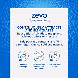 Zevo Flying Insect Trap, Fly Trap Refill Cartridges (4 Total Refill Cartridges)