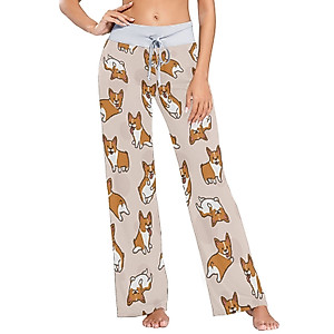 Women's Pajama Pants Little Corgi Sleepwear Lounge Pajama Bottoms Flesh-Colored M