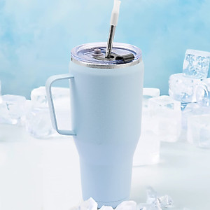 JEAREY 40oz Tumbler with Handle, Stainless Steel Tumbler with Lid and Straw, Insulated Tumbler Travel Mug for Hot Beverages and Cold Drinks, Tumblers for Cup Holders,Keep Cold for 24 Hours, Blue