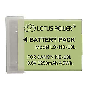 LOTUS POWER Rechargeable NB 13L Battery Replacement High Capacity 1250mAh, NB-13L Battery Pack 3.6V NB13L for SX740 HS / SX720 HS / SX620 HS / G9X2 / G7X Mark III / G7X / G5X Cameras