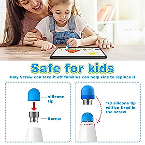 StylusHome Kids Stylus Pens for Touch Screens with 6 Extra Tips, Crayon Stylus Pen for iPhone Ipad Air Mini Pro, Kids Edition Tablet, Dragon Touch, Android Tablet - Blue Pink Green (3 Pack)