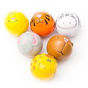 12 Pieces - Zoo Animals Squeeze Stress Ball Bulk for Kids and Adults Party Favor - Assorted Designs