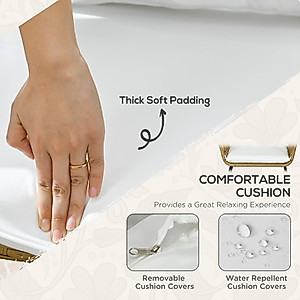 Outsunny 5 Piece PE Rattan Outdoor Furniture Set with Cushioned Chairs & Loveseat Sofa, Patio Sectional Furniture Set, Conversation Sofa Set with Stackable Coffee Tables, Cream White